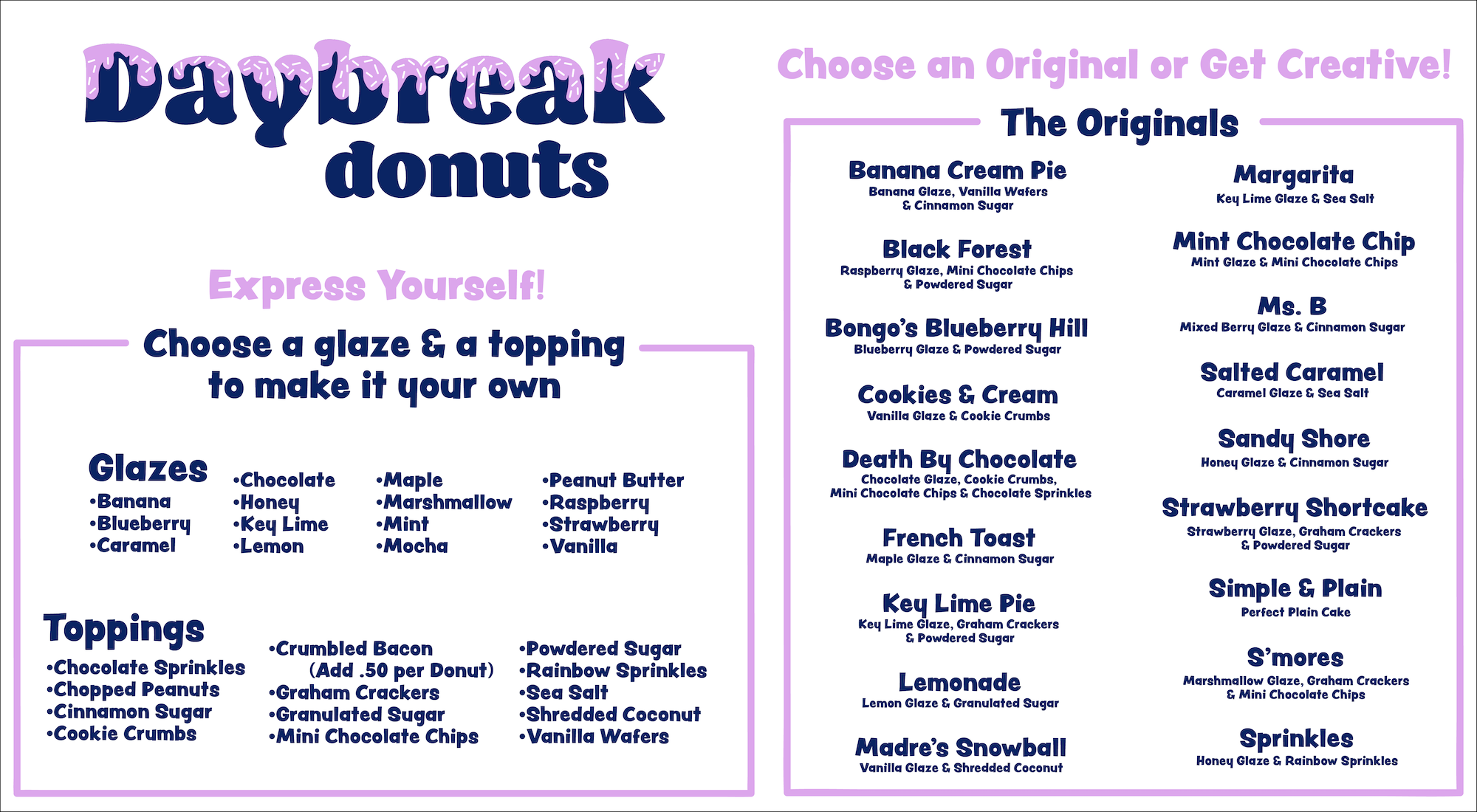 Daybreak Donuts - Hot and Hand-dipped with a Chance of Sprinkles